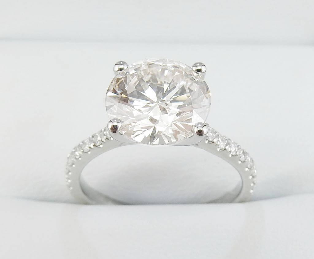 Solitaire Diamond Engagement Ring Pave Setting-4263 - DiamondNet